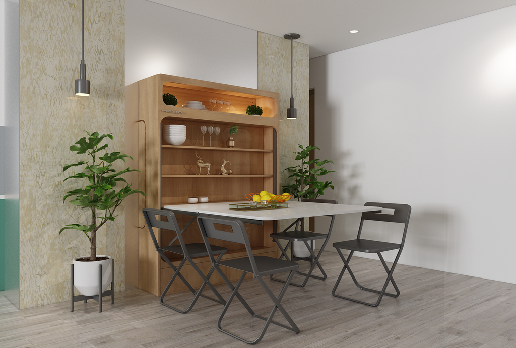 Bristo Dining Table with Chair Storage (4x4) | www.invisiblebed.com